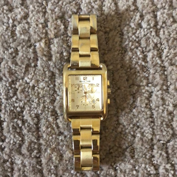 Michael Kors | Jewelry | Michael Kors Square Face Gold Watch Mk5436 W ...